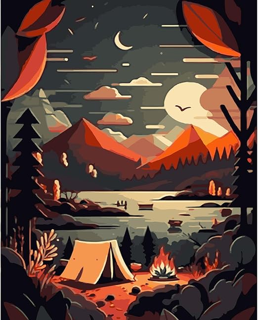 Amazon.com: MOGTAA Camping Paint by Numbers for Adults & Kids, Moon ...