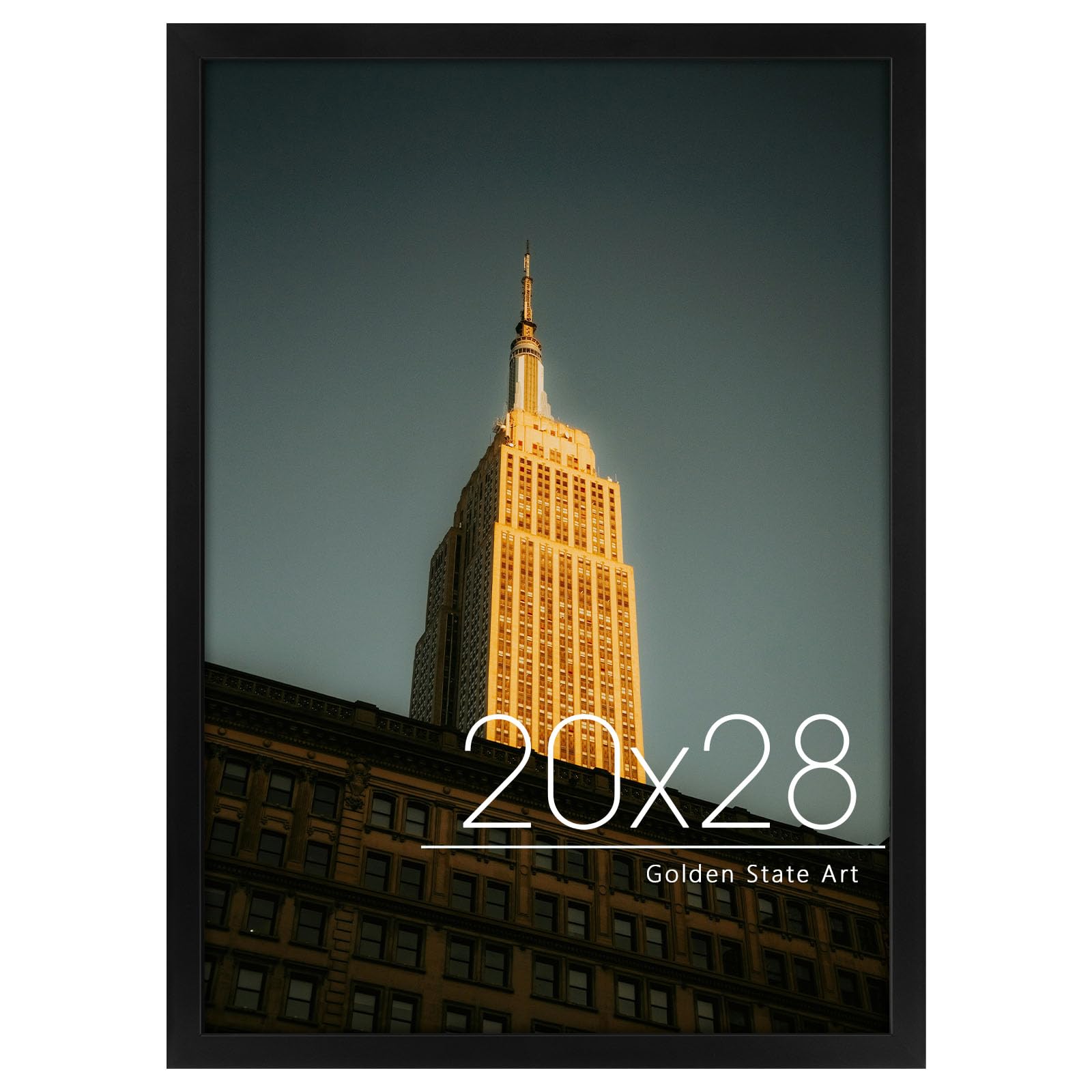 Amazon.com - Golden State Art, 20x28 Frame, Black Solid Wood with Real ...