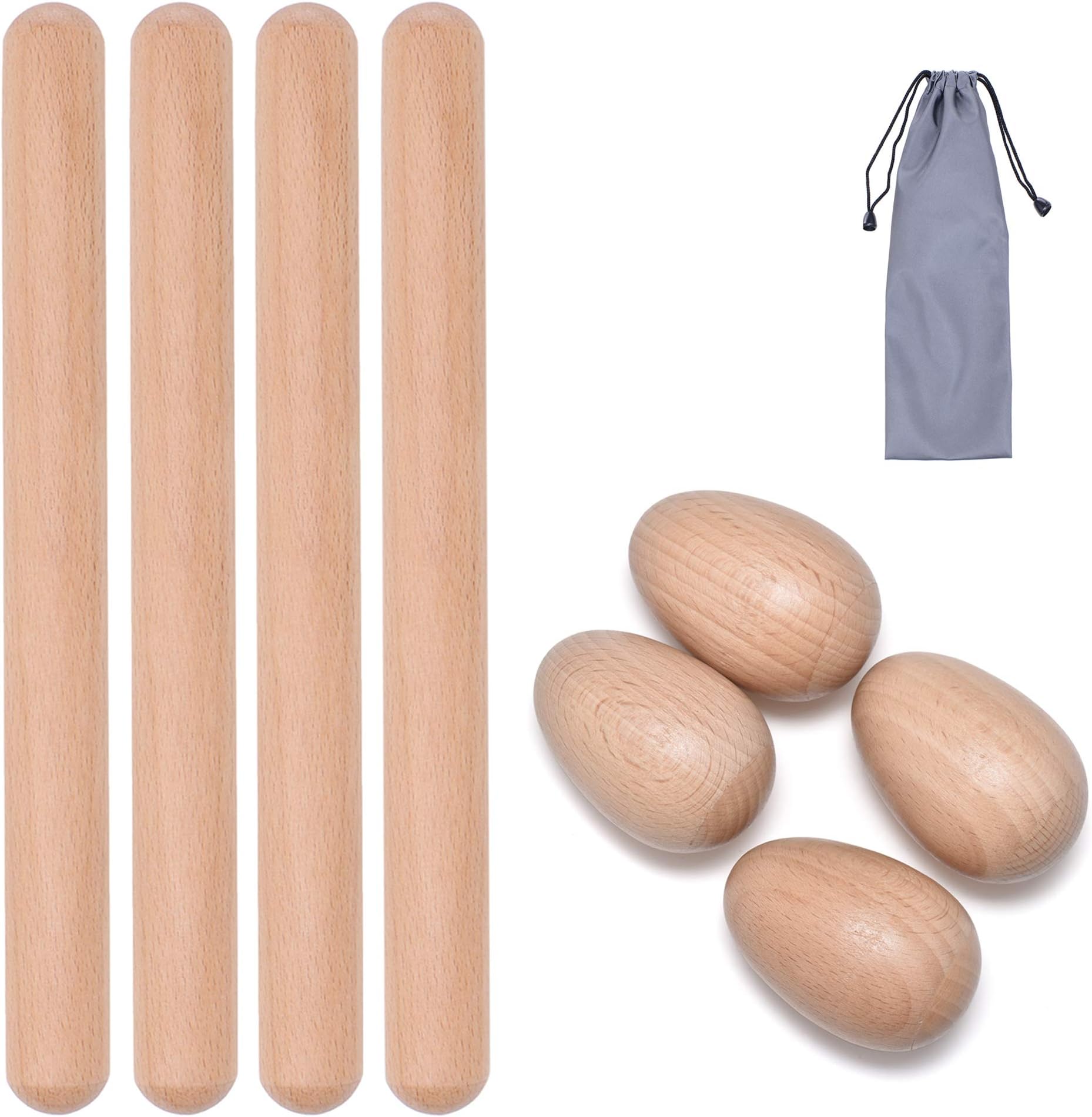 6 PCS Wood Egg Shakers Set, Musical Percussion Instruments, Natural ...