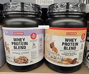 Amazon.com: Elevation Whey Protein Blend Oatmeal Cookie & Chocolate Peanut Butter 32oz 907g (Two ...