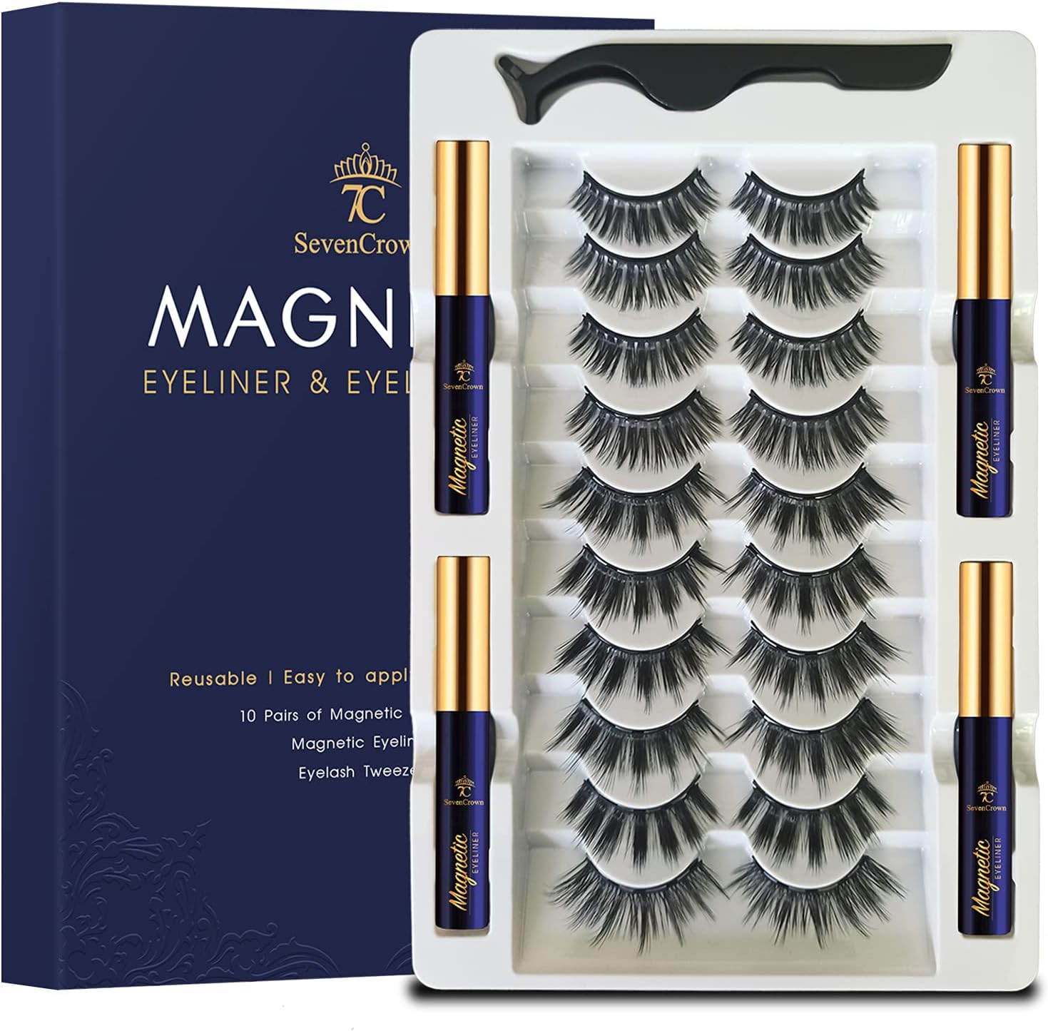 Amazon.com: 14 Pairs Magnetic Eyelashes and Eyeliner Kit, Long-lasting ...
