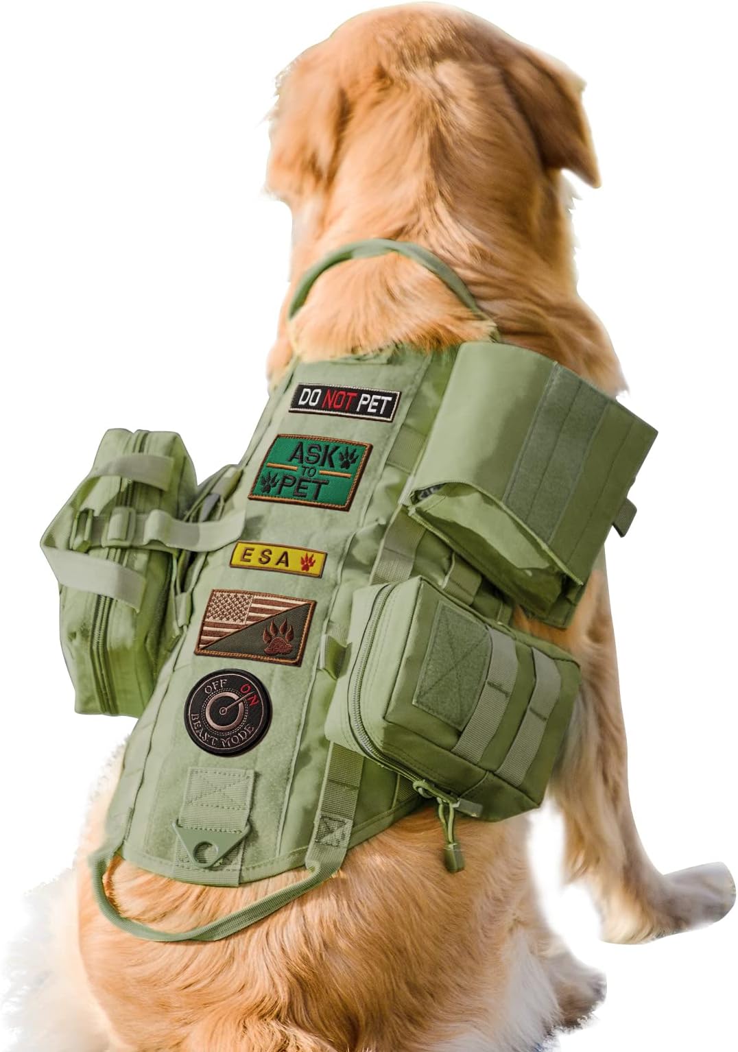 Amazon.com : Tactical Dog Harness w/Pouches - Service Dog, K9 Vest ...