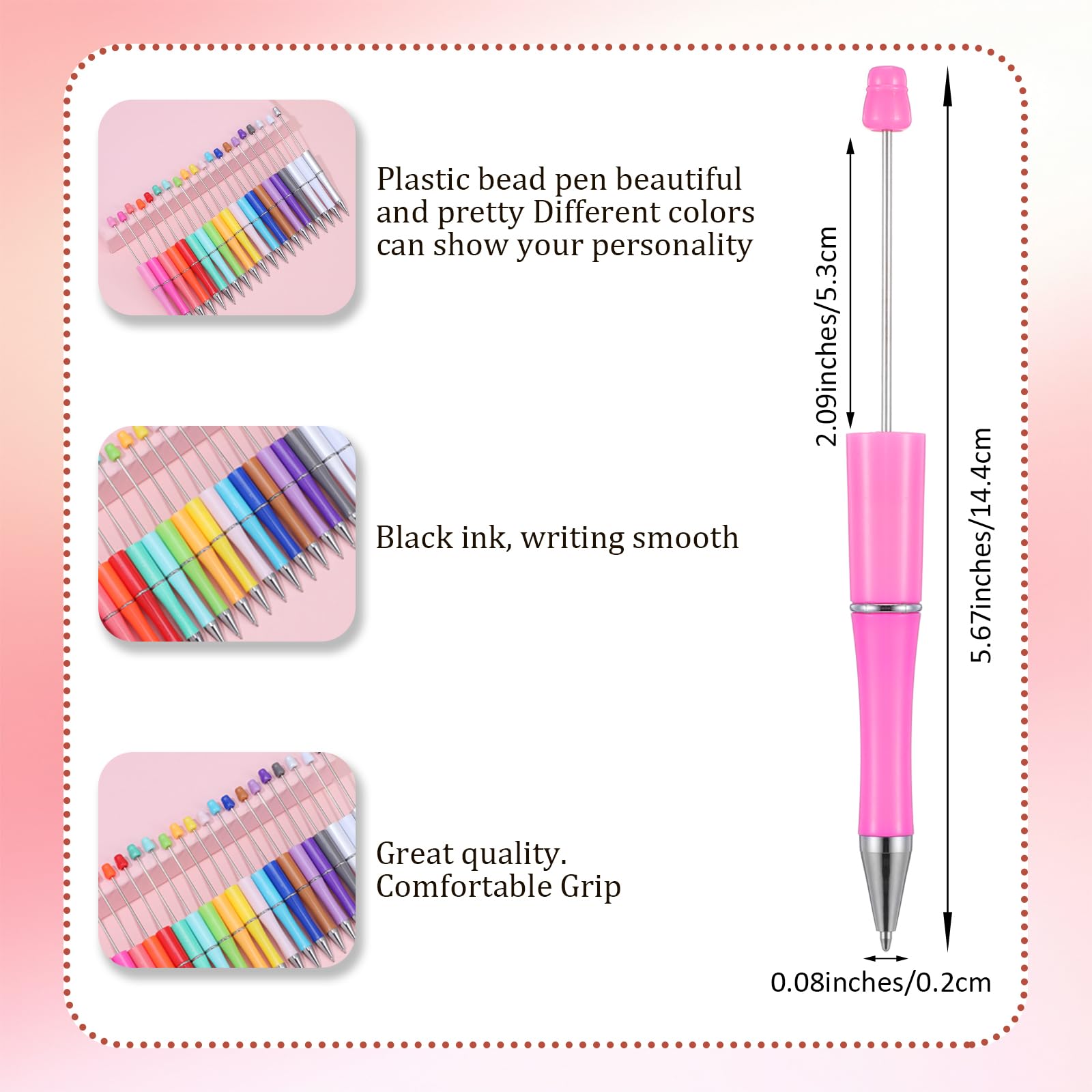 Snapklik.com : COMNICO 60PCS DIY Beadable Pens Plastic Beaded Ballpoint ...