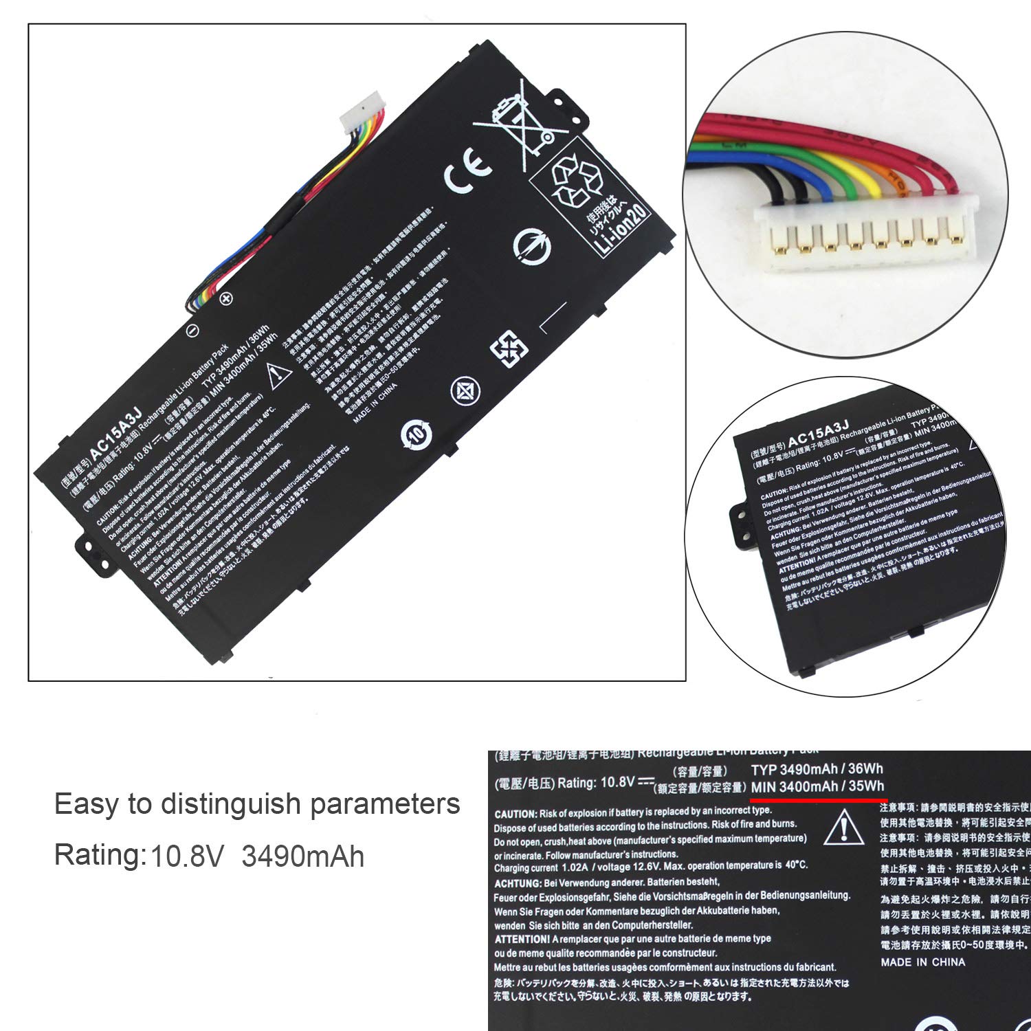 Gomarty AC15A3J AC15A8J Laptop Battery Compatible for Acer Chromebook ...