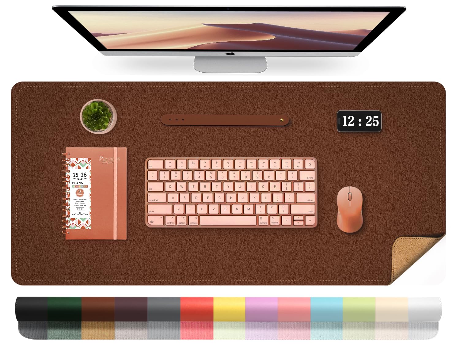 BLESWIN Leather Desk Pad Protector, Waterproof Computer Desk Mat ...