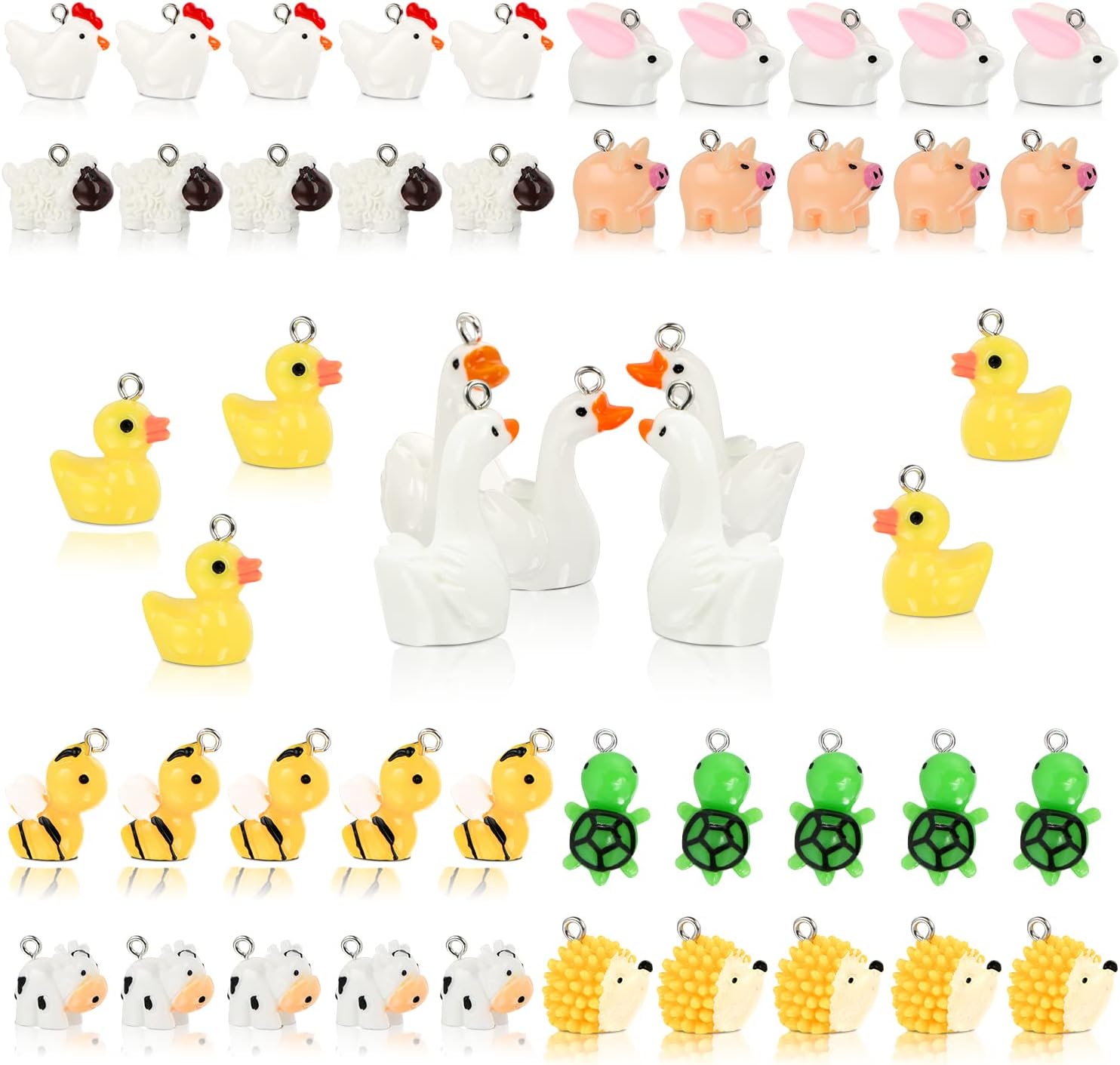 Amazon.com: BENOSPACE 44 Pcs Resin Animal Charm Pendants Cute Goose ...
