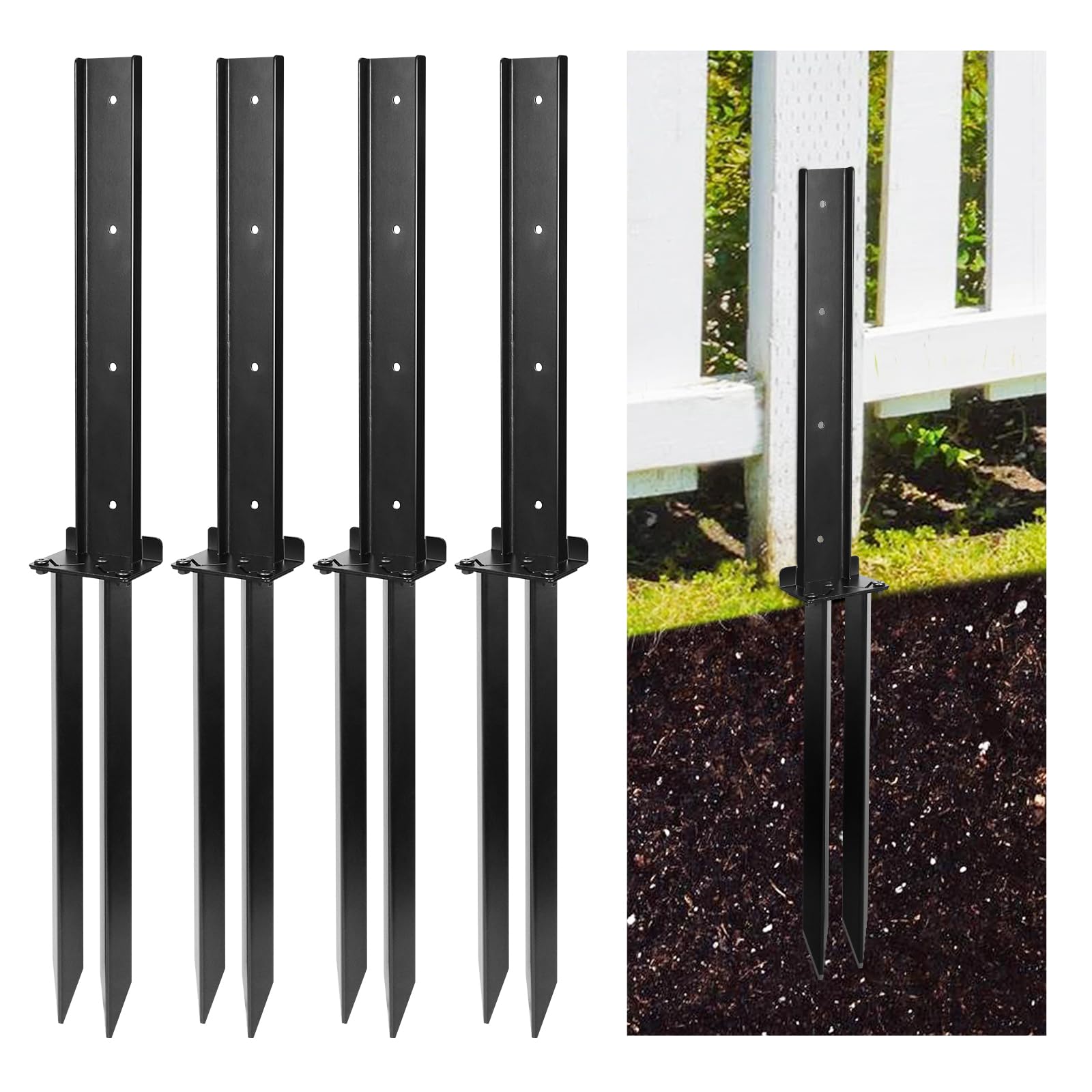 Amazon.com : 4-Pack Heavy Duty Steel Wooden Fence Post Bracket, Fence ...