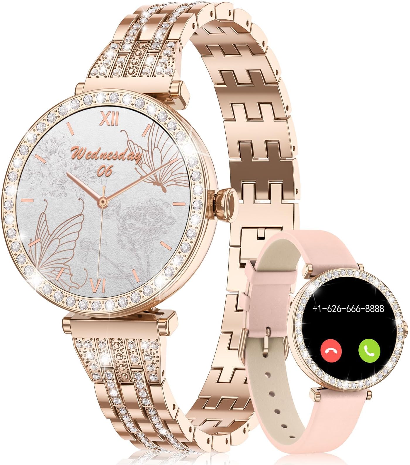 LIGE Montre Connectée Femme avec Appel Bluetooth, 1.32" Diamond ...
