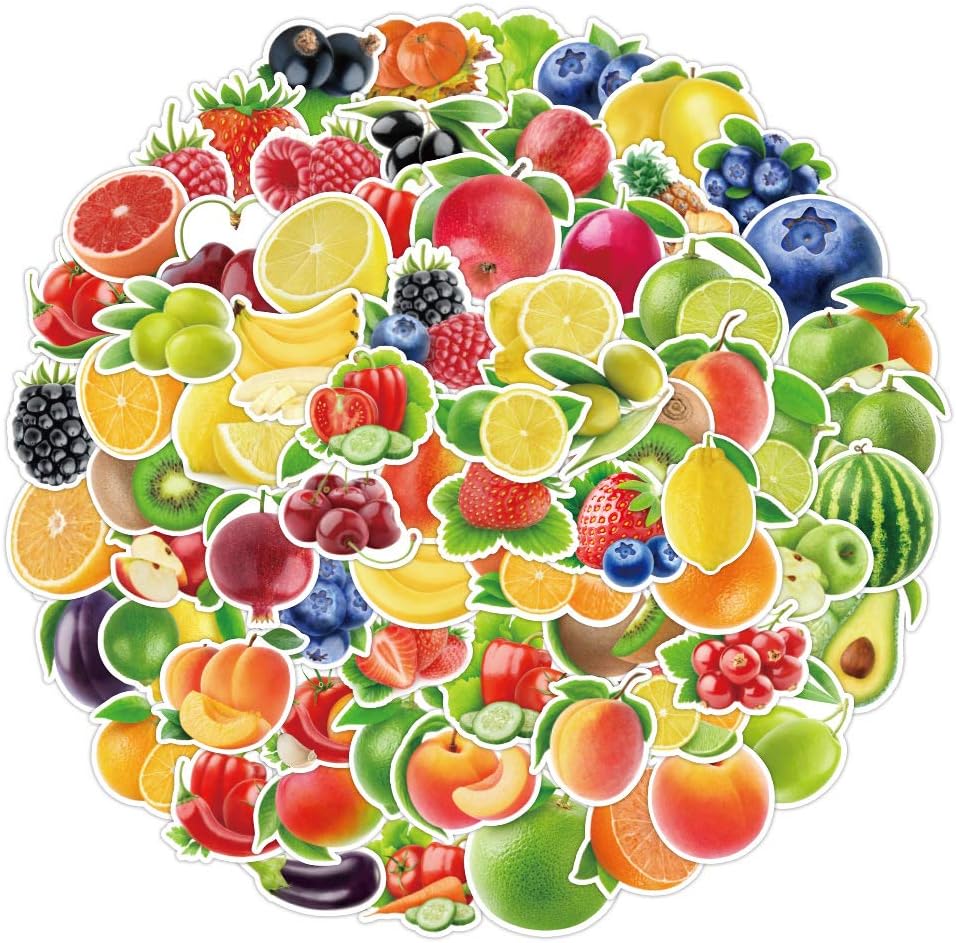Amazon.com: Fruits Stickers|50 Pcs Fruits Waterproof Vinyl Decals for ...