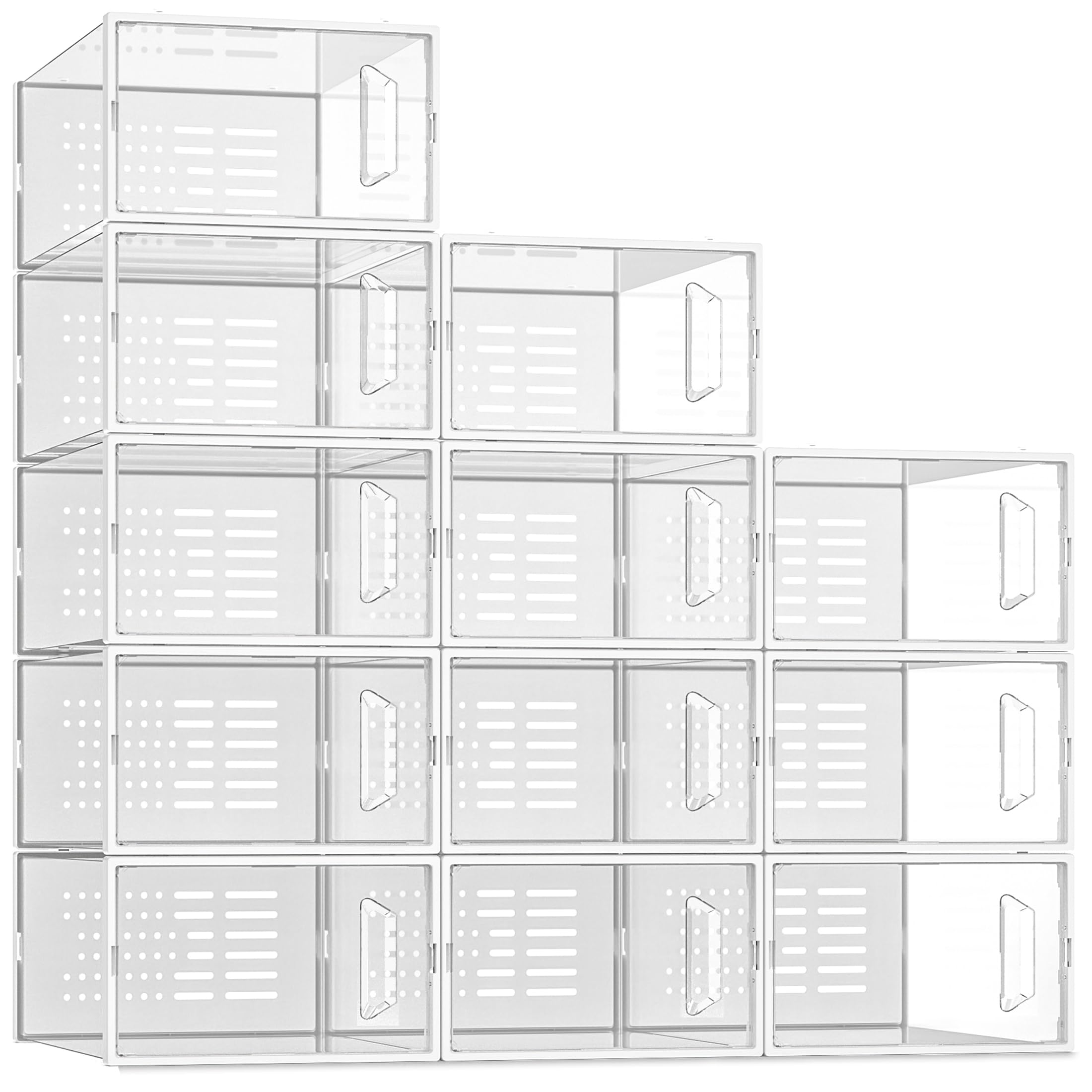 SEE SPRING Large 12 Pack Shoe Storage Box, New Clear Plastic Stackable ...