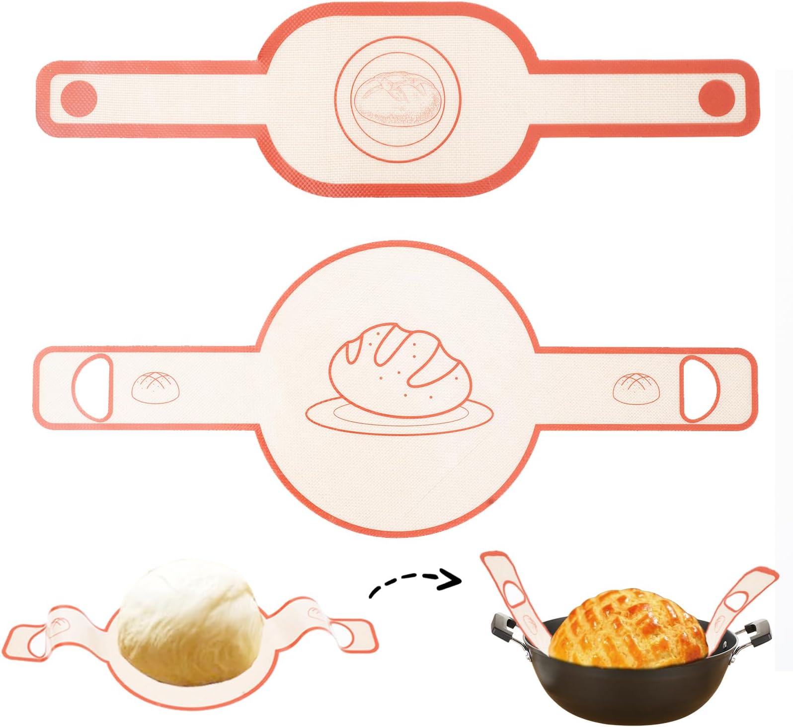 Amazon.com: Silicone Bread Sling For Dutch Oven Baking 2PCS,Reusable ...