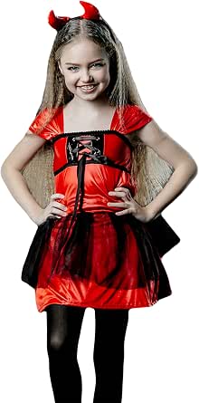 Amazon.com: Girl Devil Darling Devilina Imp with Horns Dress Up ...