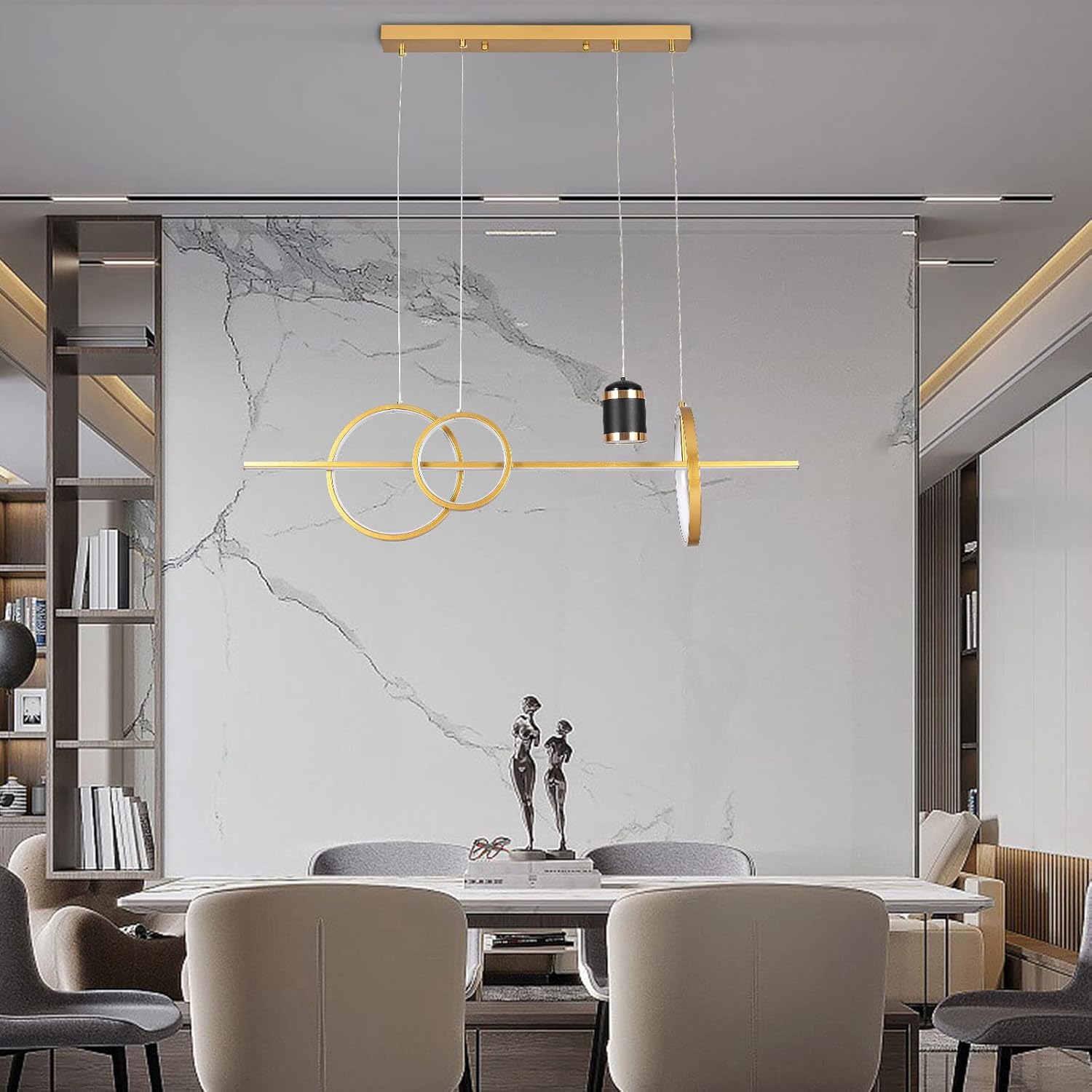 TFCFL Modern LED Pendant Lighting, 45W Contemporary Chandelier Linear ...