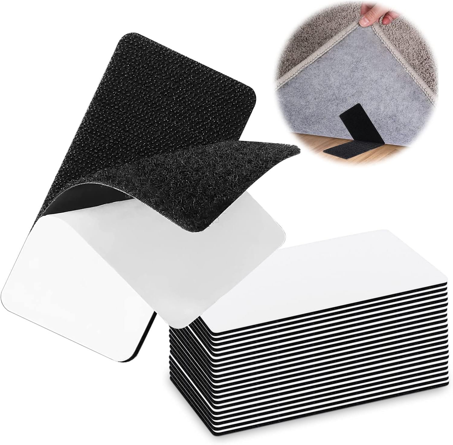 20 Pcs Hook and Loop Strips with Adhesive Strong Interlocking Tape ...