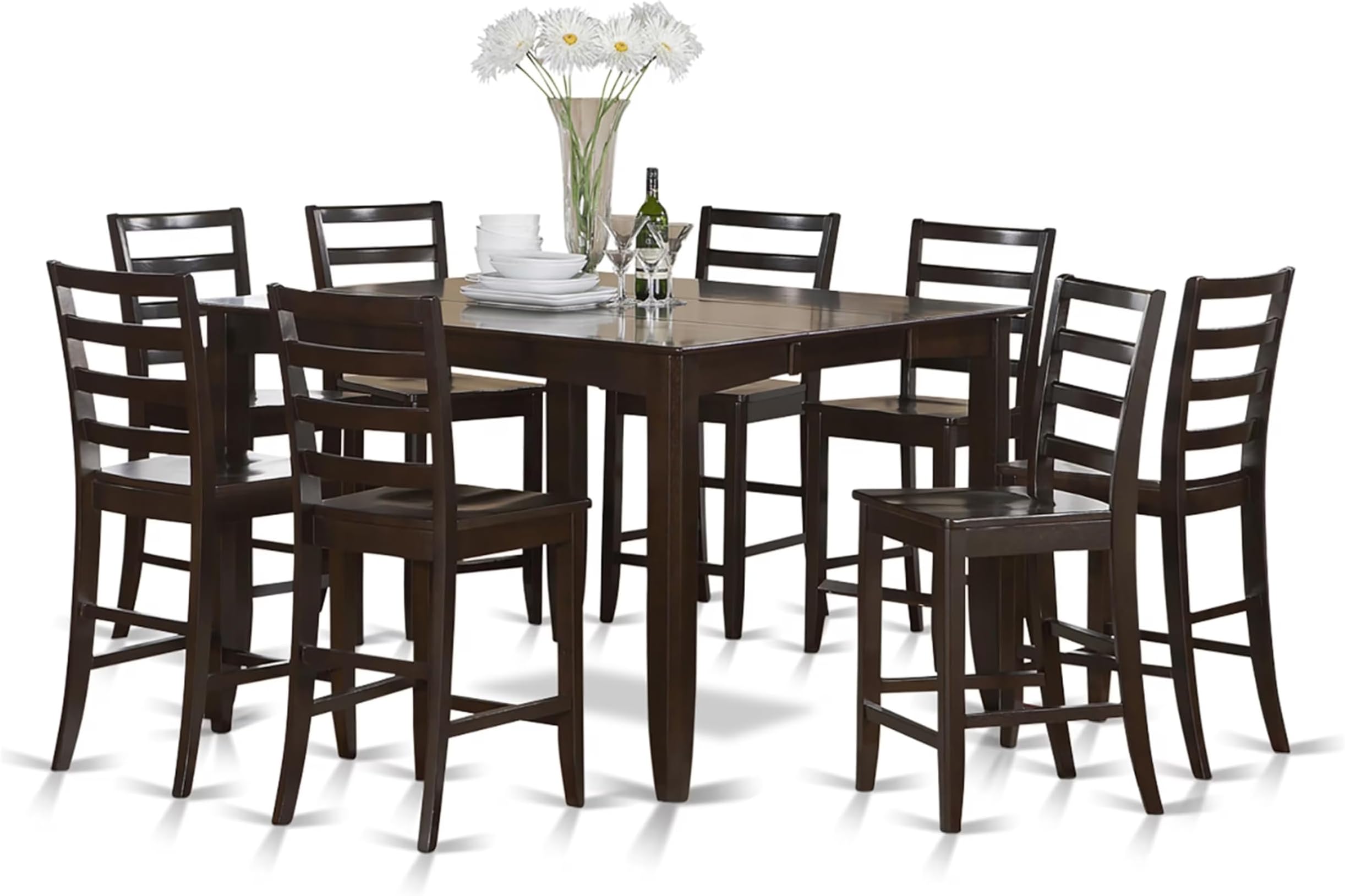 Amazon.com - Furnifact 9 Piece Dining Table Set – Square Counter Height ...