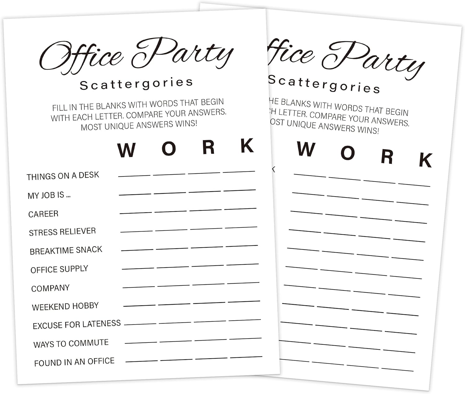 Amazon.com: Senkiiv Office Party Game - Office Scattergories Game (30 ...