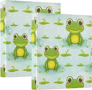 Amazon.com : J JOYSAY Cartoon Frogs Green 1.5 Inch 3 Ring Binder with ...