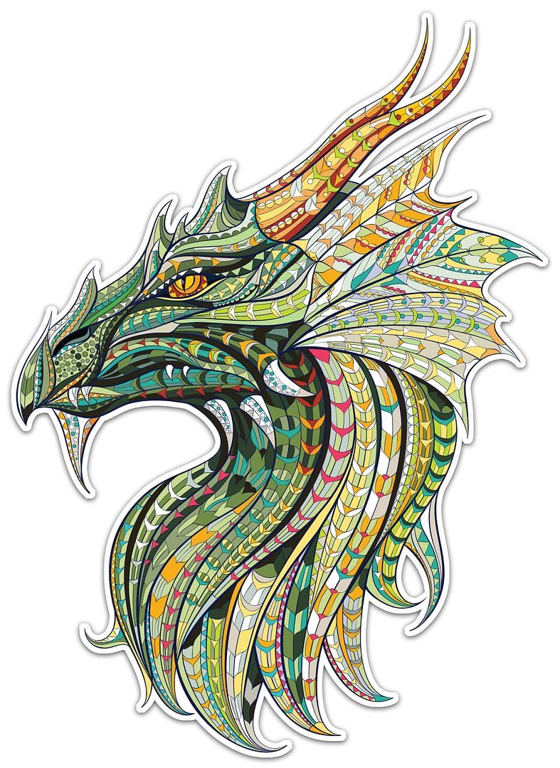 Pack of 4 Patterned Dragon Vinyl Decal Sticker Car Wall Laptop ...