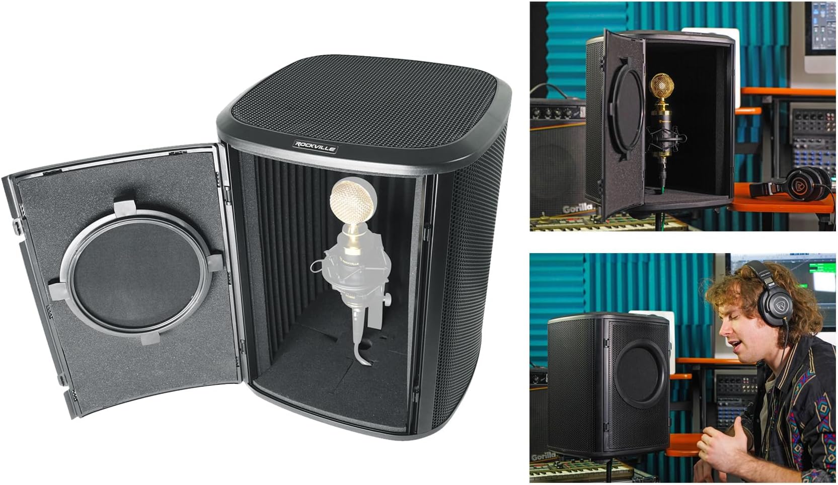 Amazon.com: Rockville ISOBOX Sound Isolation Box with Mic Stand and Pop ...