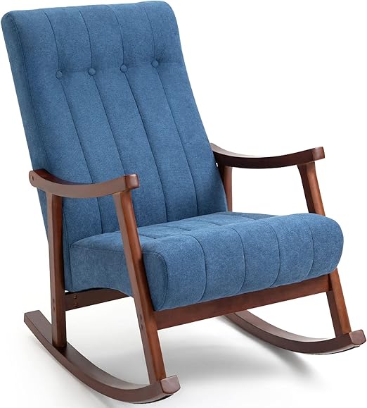 Amazon.com: AVAWING Upholstered Rocking Chair with Fabric Padded Seat ...