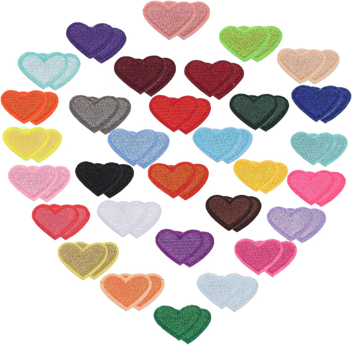 Amazon.com: 36 Pcs Heart Embroidered Iron on Patches for Clothing Jeans ...