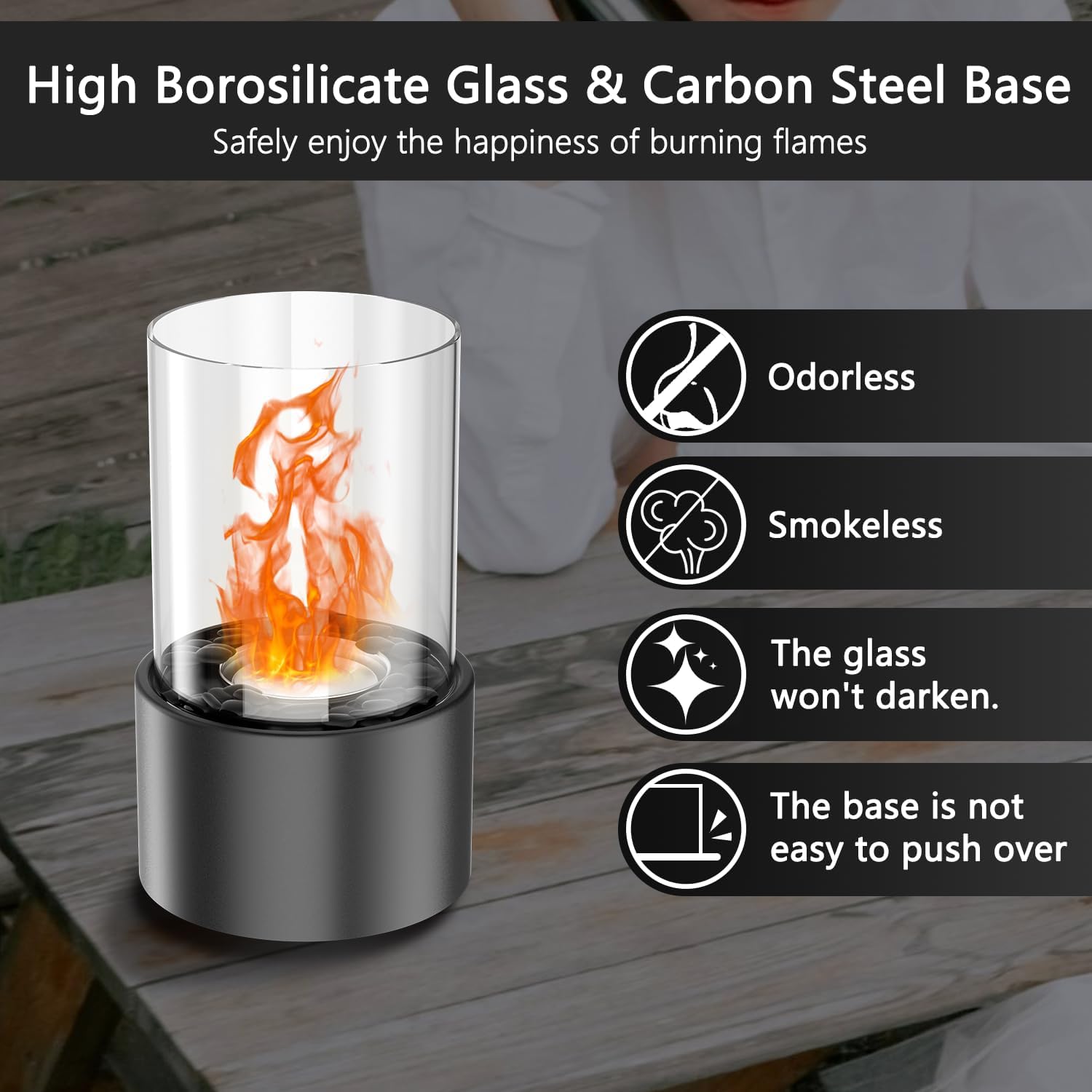 Chimenea de mesa para interiores y exteriores, chimenea Elcohol Mini ...