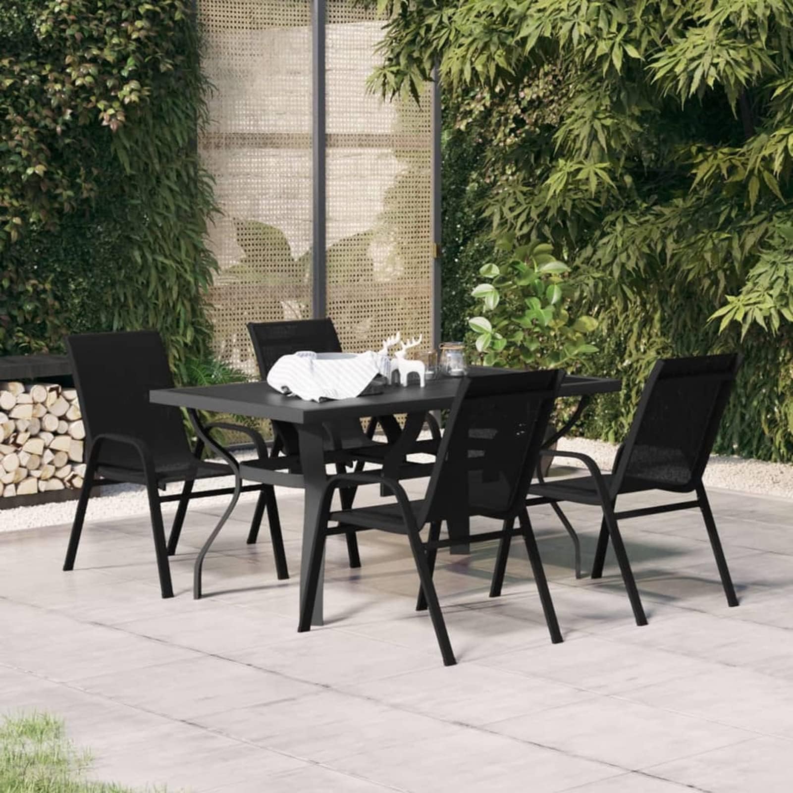 Yolola Sitzgruppe sitzgarnitur Set Stahl gartenmöbel Set 5 TLG-4 stühle ...