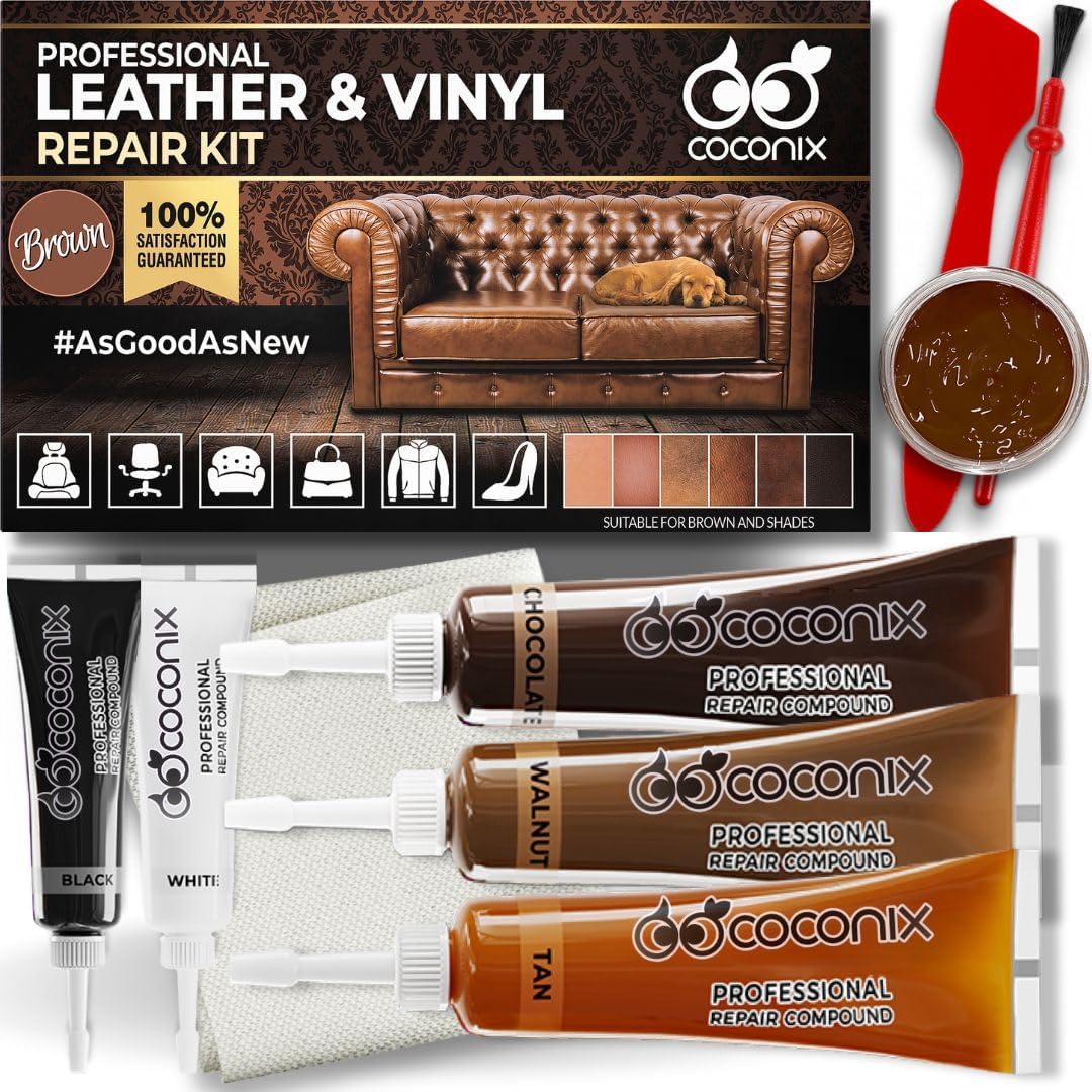 Coconix Leather Vinyl Repair Kit Brown Shades Fix Tears Holes