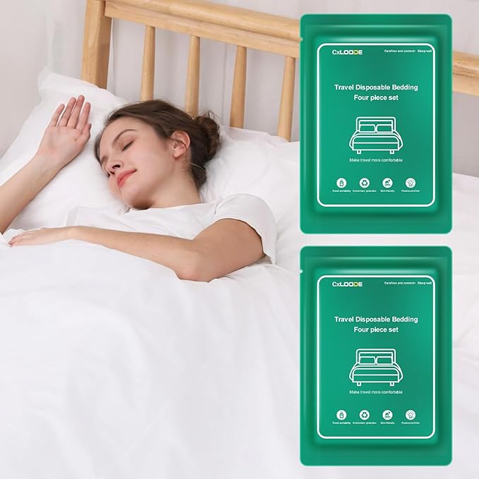 Amazon.com: 2 Pack Disposable Bed Sheets for Hotel, Portable Bedspread ...