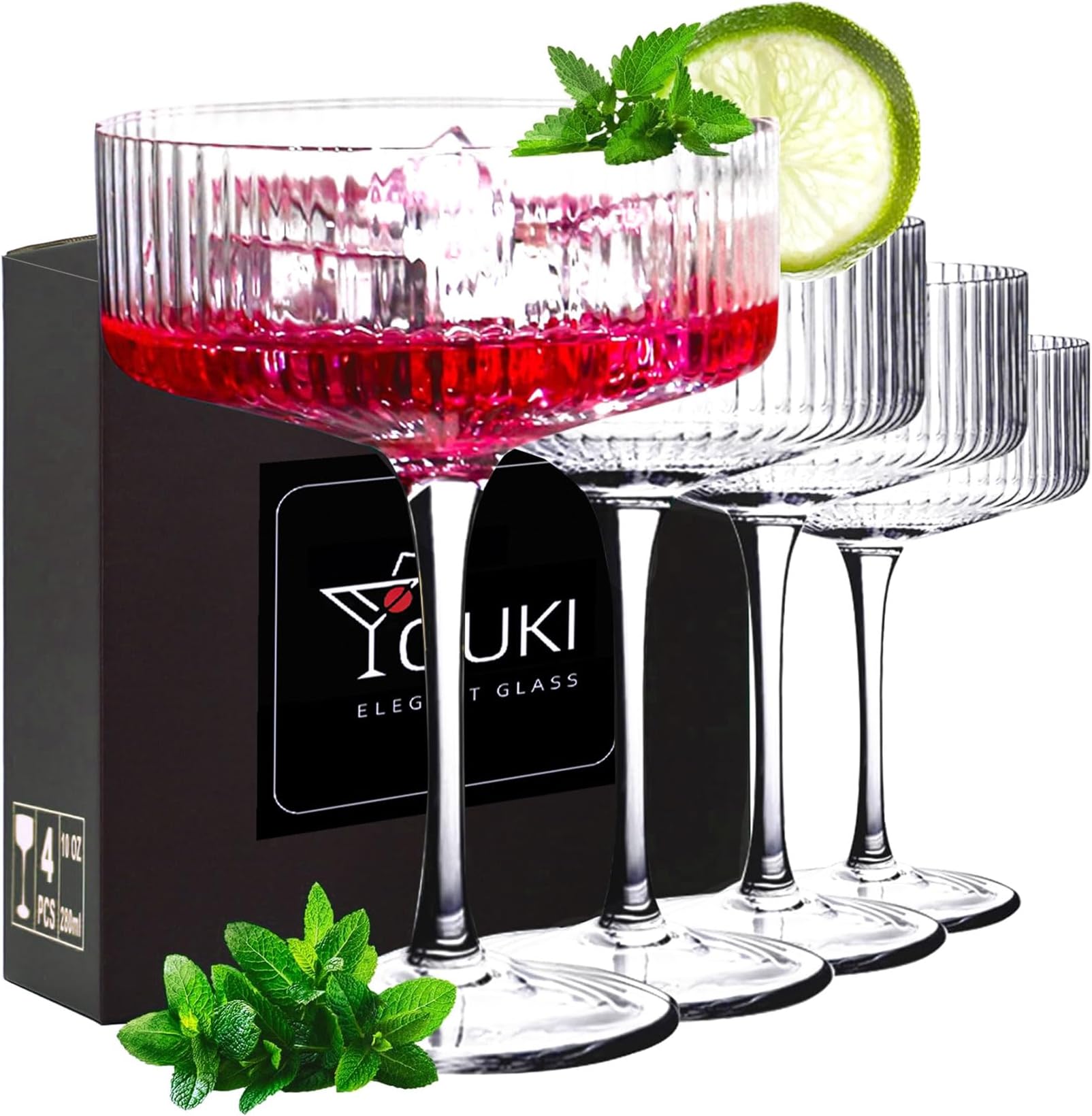 YOUKI Cocktailgläser, Vintage-Coupé-Gläser-Set, Champagner, Cocktail ...