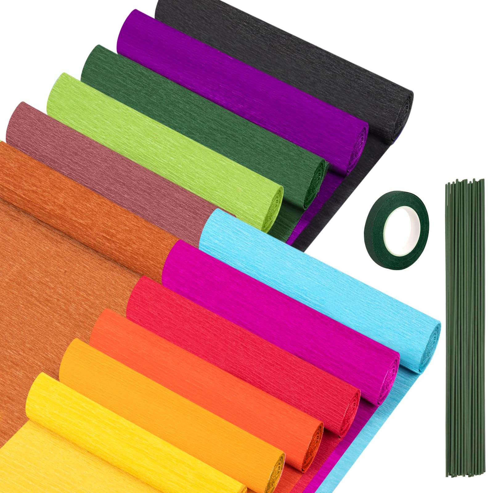 Amazon.com: 12 Colors Crepe Paper Rolls, 10 x 98Inch Wide Crepe Paper ...