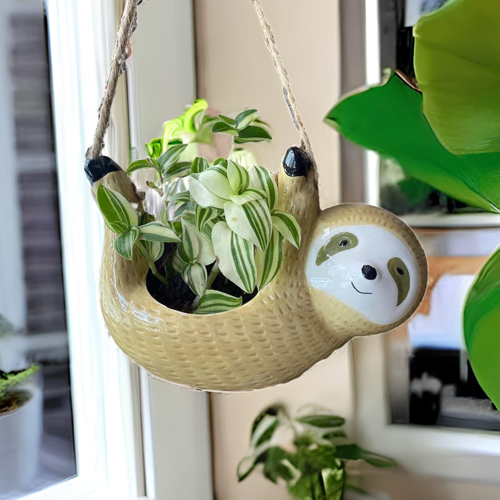 Amazon.com: Okllen Ceramic Sloth Planters, 2 Pack, Premium Hanging ...
