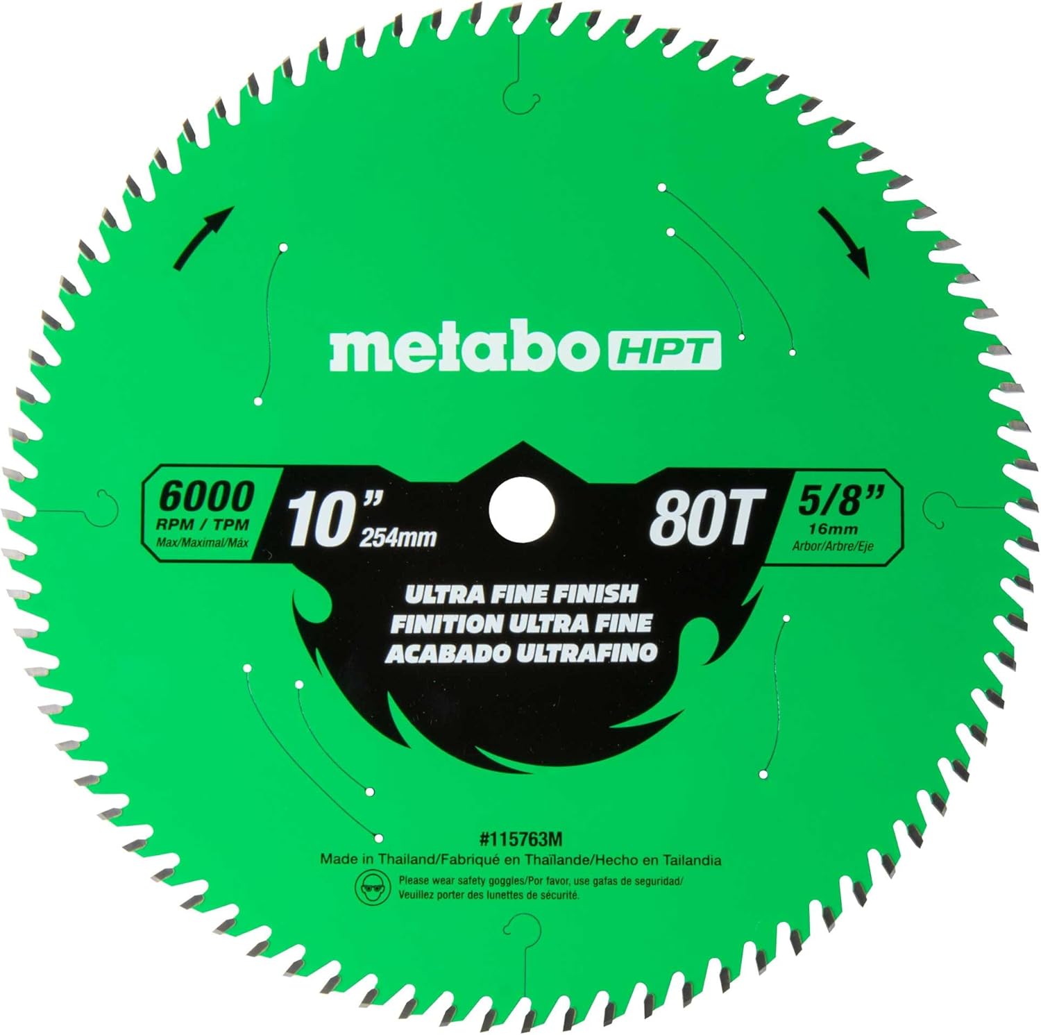 Metabo HPT 10-Inch Miter Saw/Table Saw Blade, Ultra Fine Finish, 80 ...