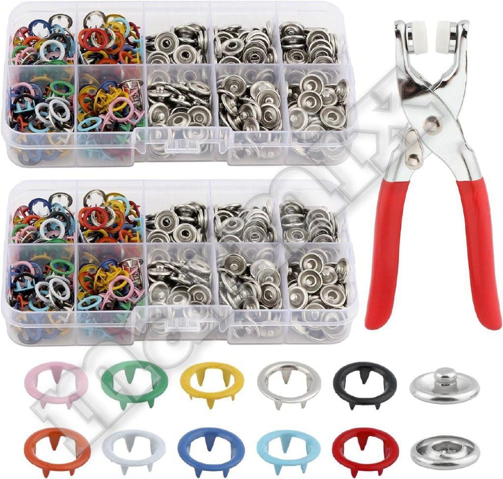 COFIEX Premium Snap Buttons Kit - 9.5mm Metal Fasteners with Hand ...