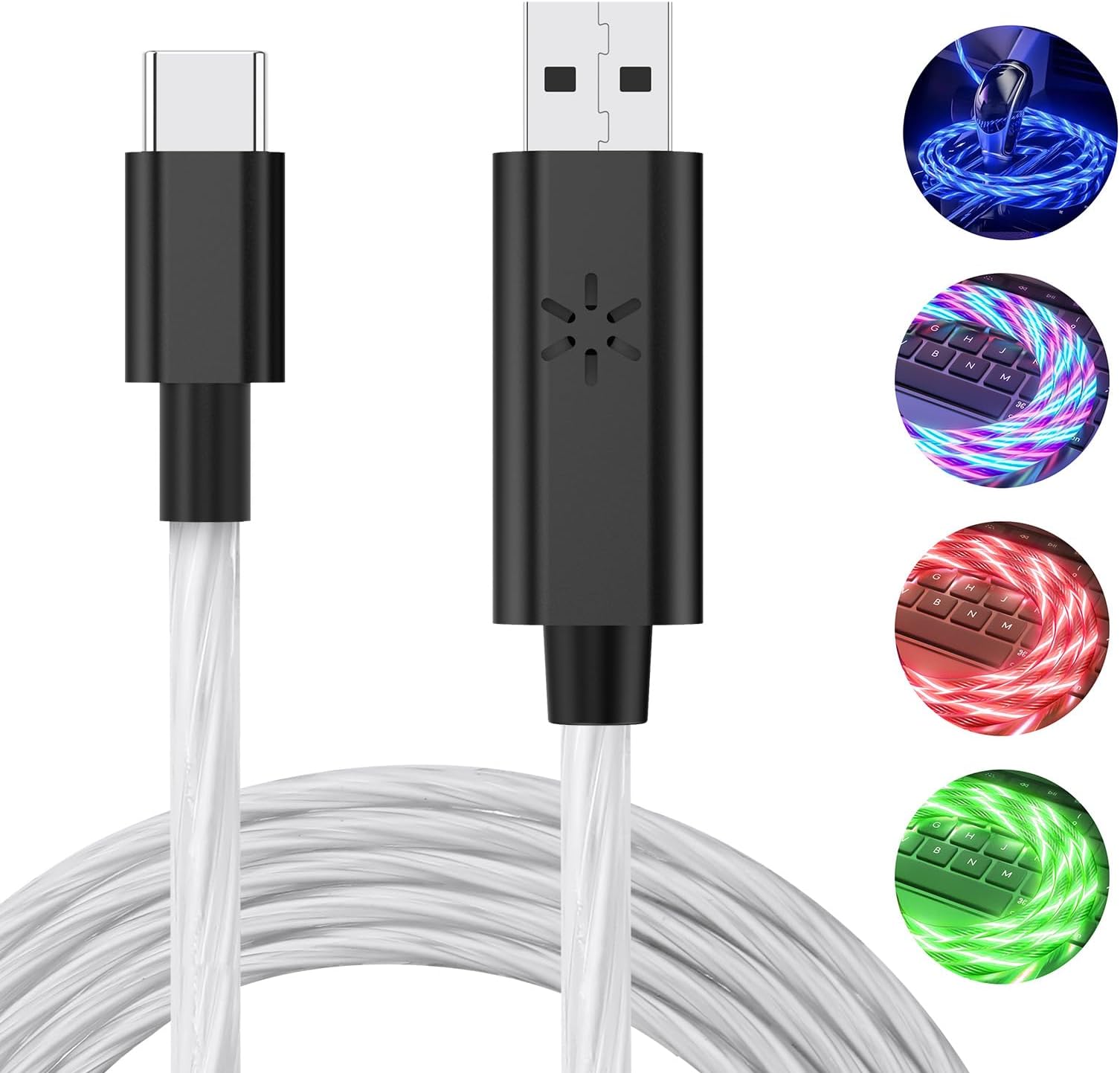 Arshcea USB Cable, LED Light UP USB A to USB C Cable for PlayStation 5 ...