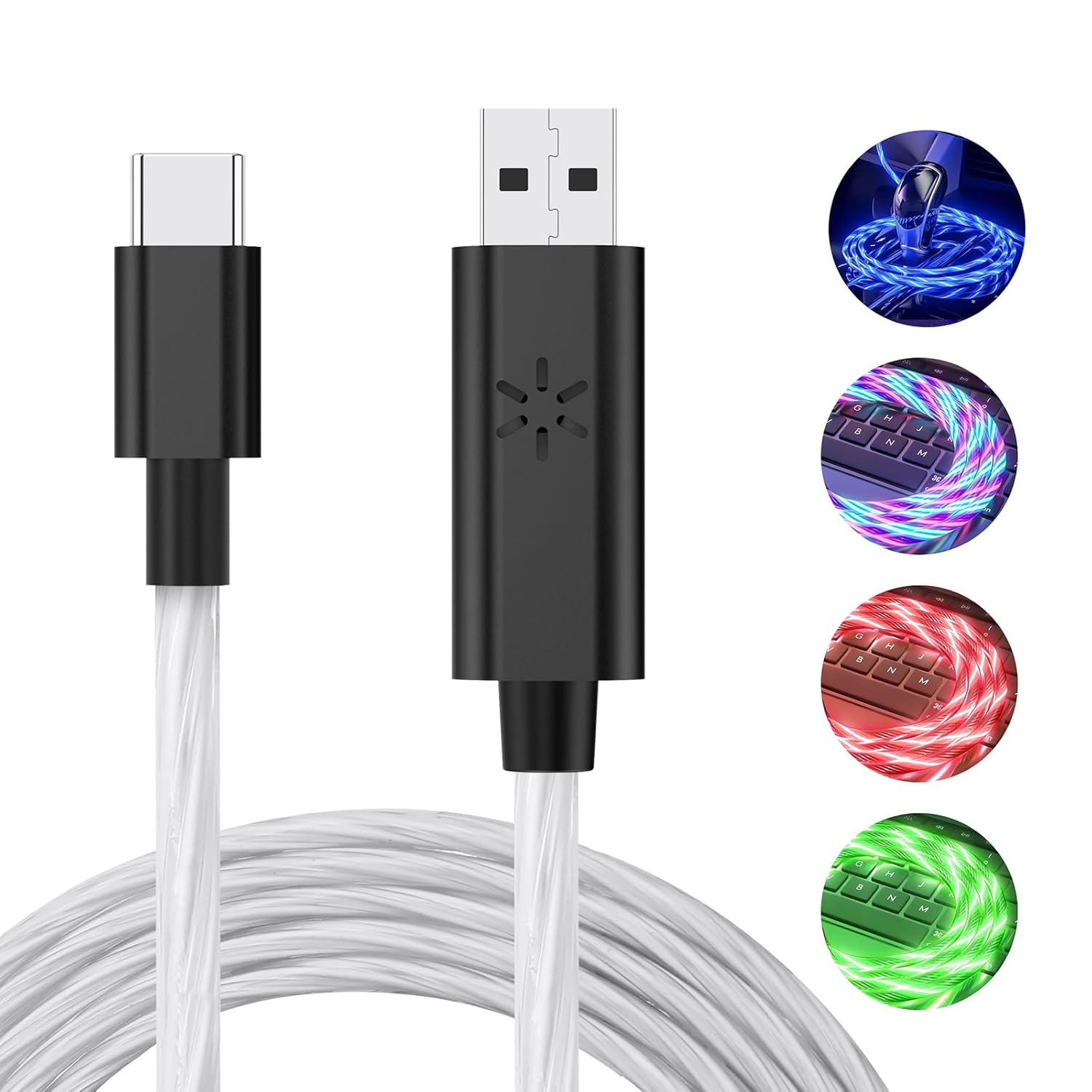 Arshcea USB C Cable, LED Light UP USB A to USB C Cable for PlayStation ...