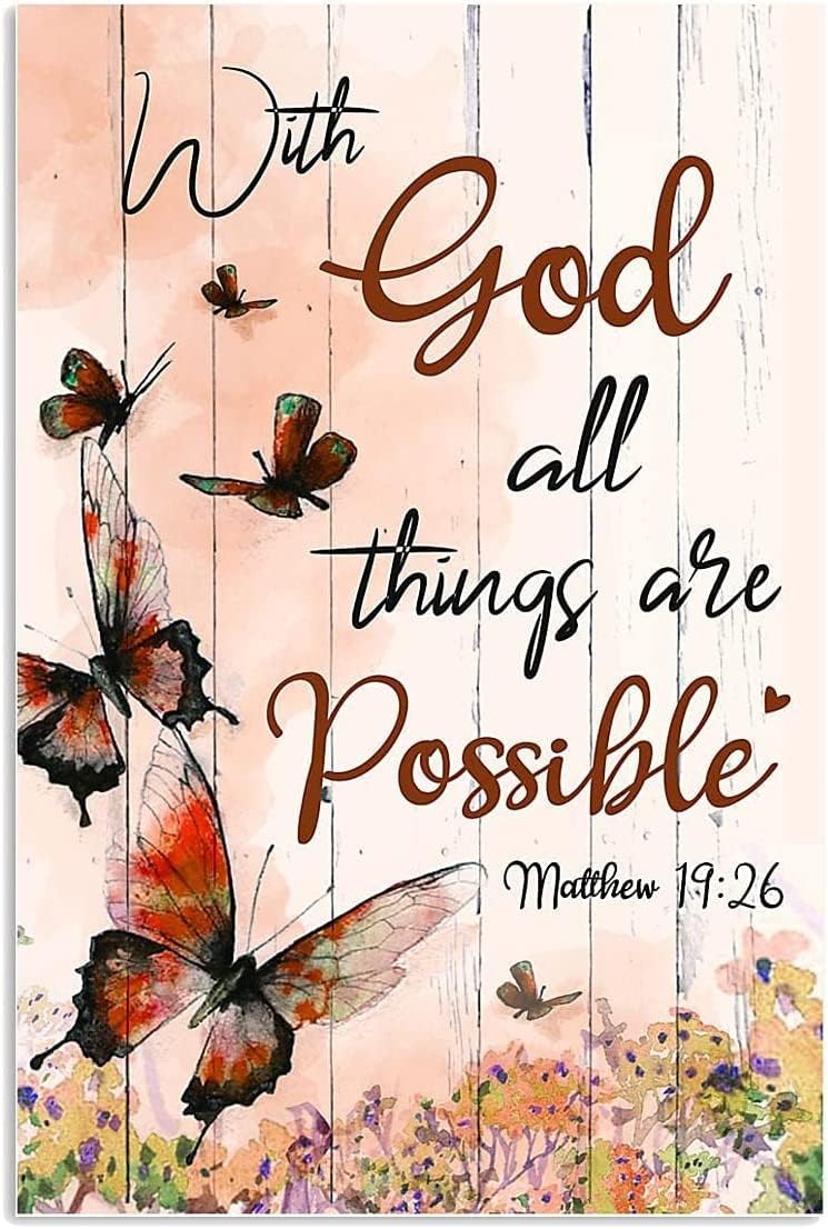 Amazon.com: Retro Metal Aluminium Tin Sign Butterfly With God All Thing ...