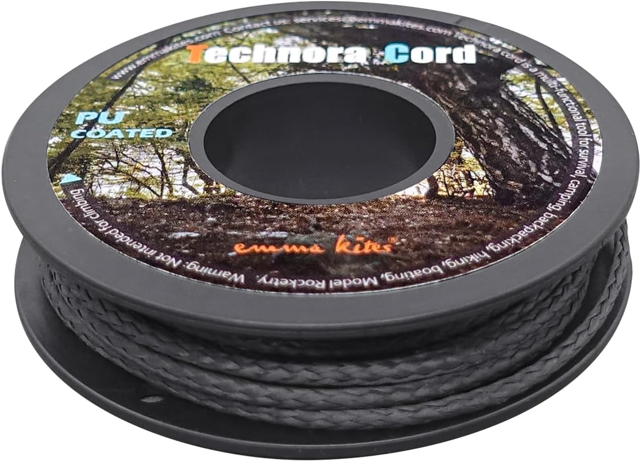 Amazon.com: emma kites Black Technora Braided Cord PU Coating 30Ft ...