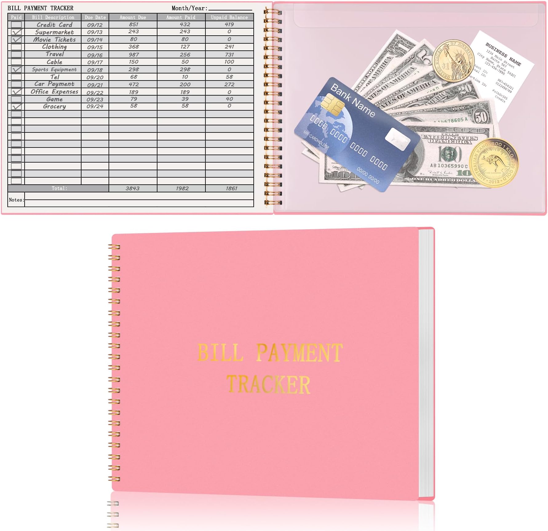 Amazon.com : HAUTOCO Bill Tracker Notebook Monthly Bill Payment Tracker ...