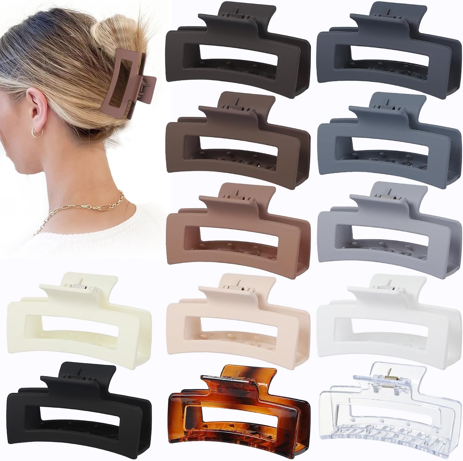 Amazon.com: Sisiaipu 3.5 Inch Hair Clips - 12 Pcs Square Jaw Clips for ...