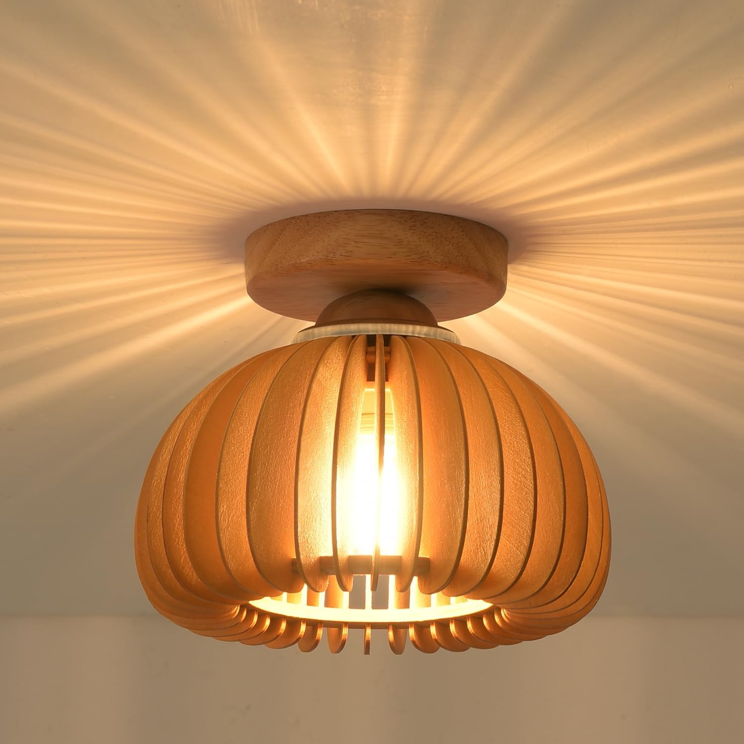 Modxian Wood Hallway Ceiling Light Fixture Farmhouse Semi Flush Mount ...