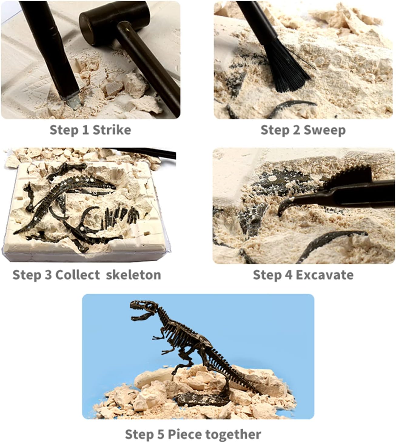 QKTYB Dinosaur Fossils Digging Archaeological Toys Kit, Dinosaur ...