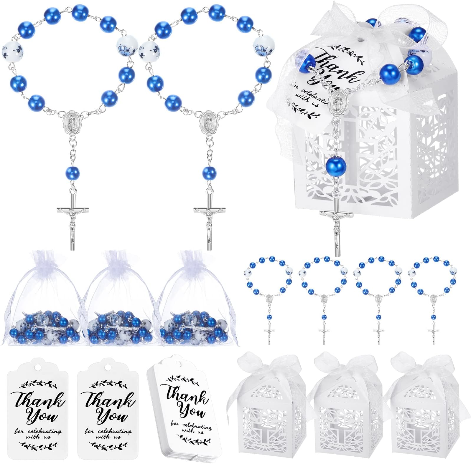 Amazon.com: Yinkin 200 Pcs Baptism Rosary Favors Sets Include 50 Mini ...
