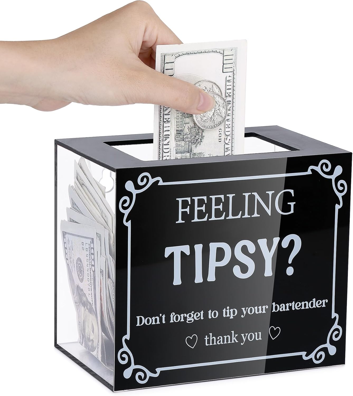 Amazon.com: AIOMOB Acrylic Tip Box Tip Collection Jar 6 x 5 x 4 Inch ...