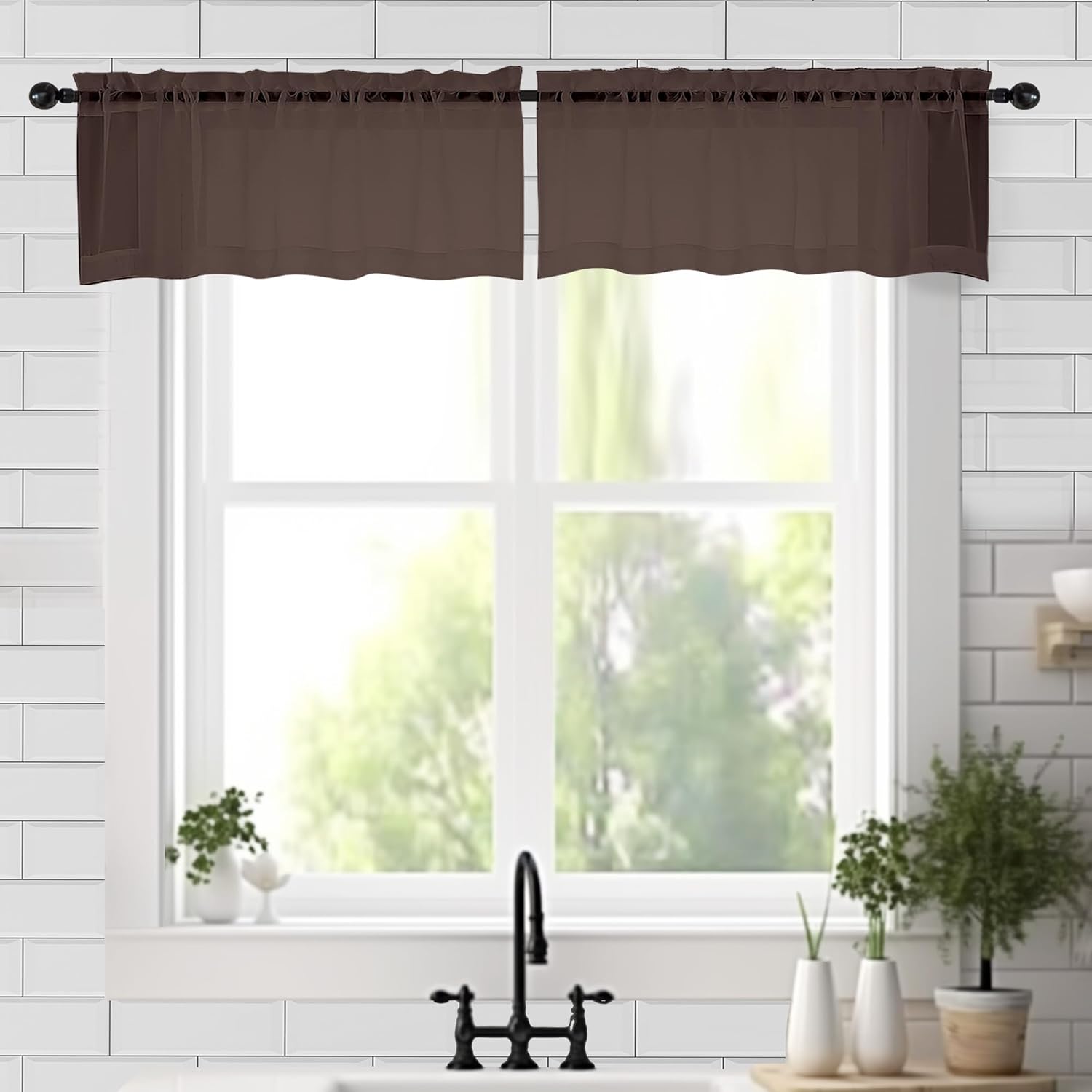 Amazon.com: Chyhomenyc Sheer Valances for Windows 2 Pieces, 42Wx14L ...
