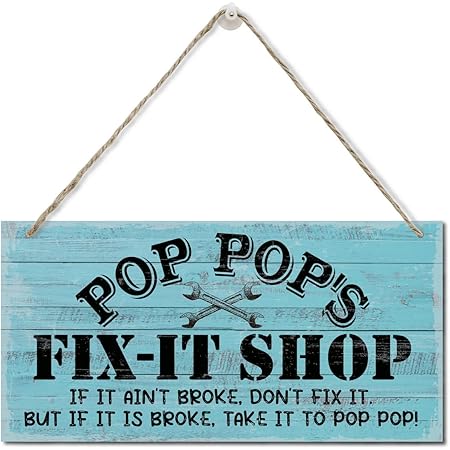 Amazon.com: 5x8 Fix-It Shop Sign Saying"POP POP'S FIX-IT SHOP If it ain ...