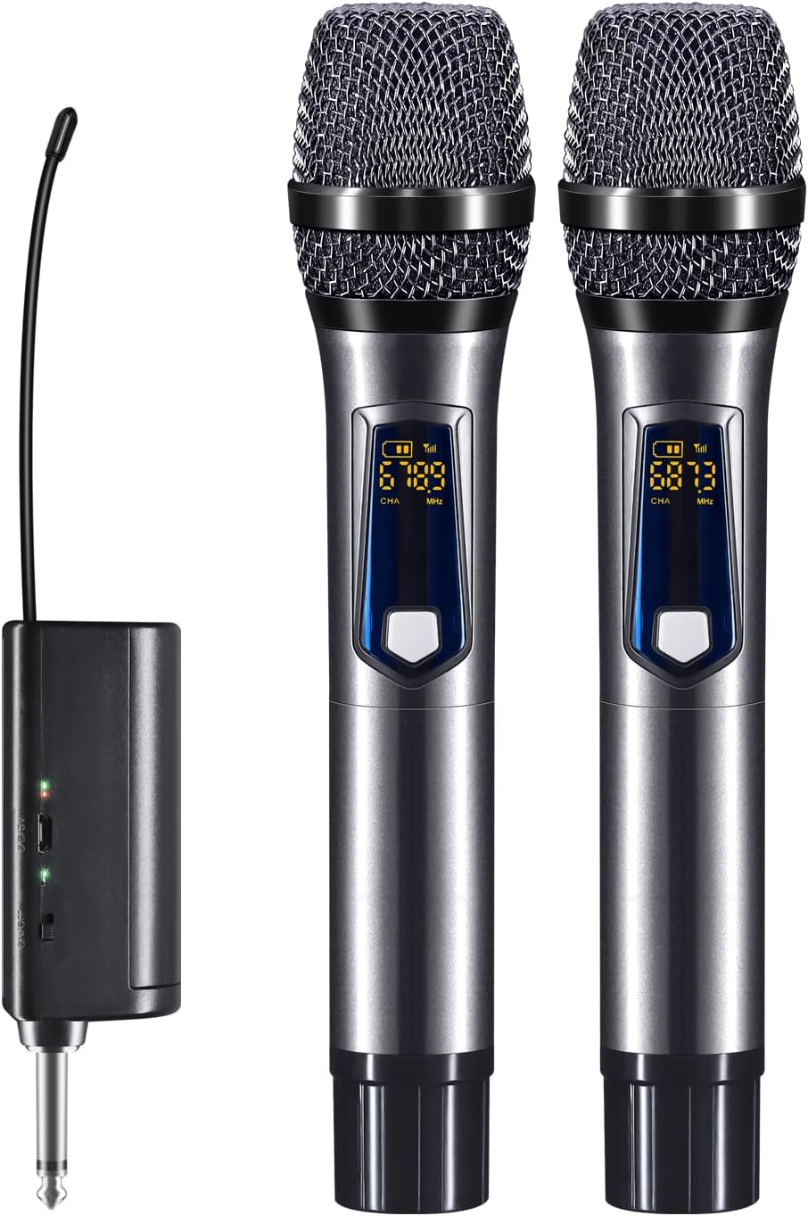Amazon.com: PAsucceed Wireless Microphones, UHF Metal Dual Handheld ...