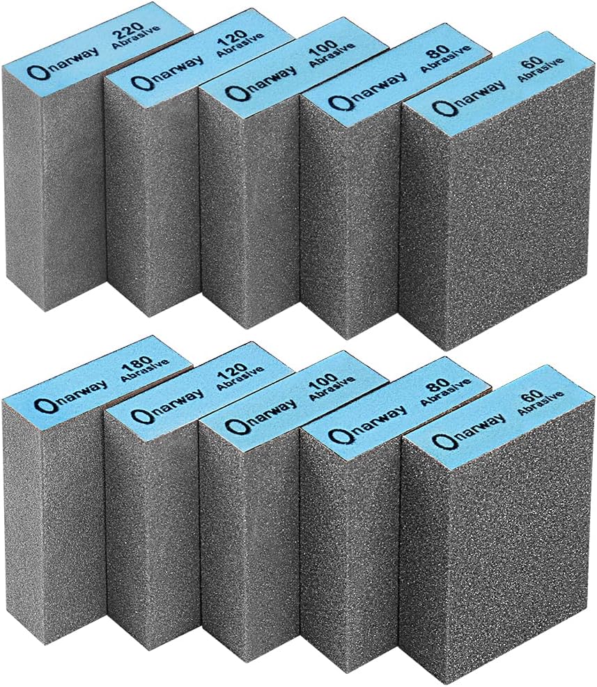 Onarway Sanding Blocks 10 Pack, Coarse and Fine Sanding Sponges - 60/80 ...