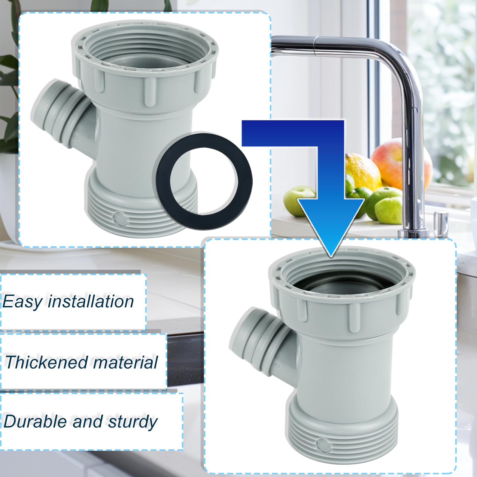 SOFEIYA Double-Headed Pipe Sink Drain Pipe Flexible Pipe Connector 45mm ...