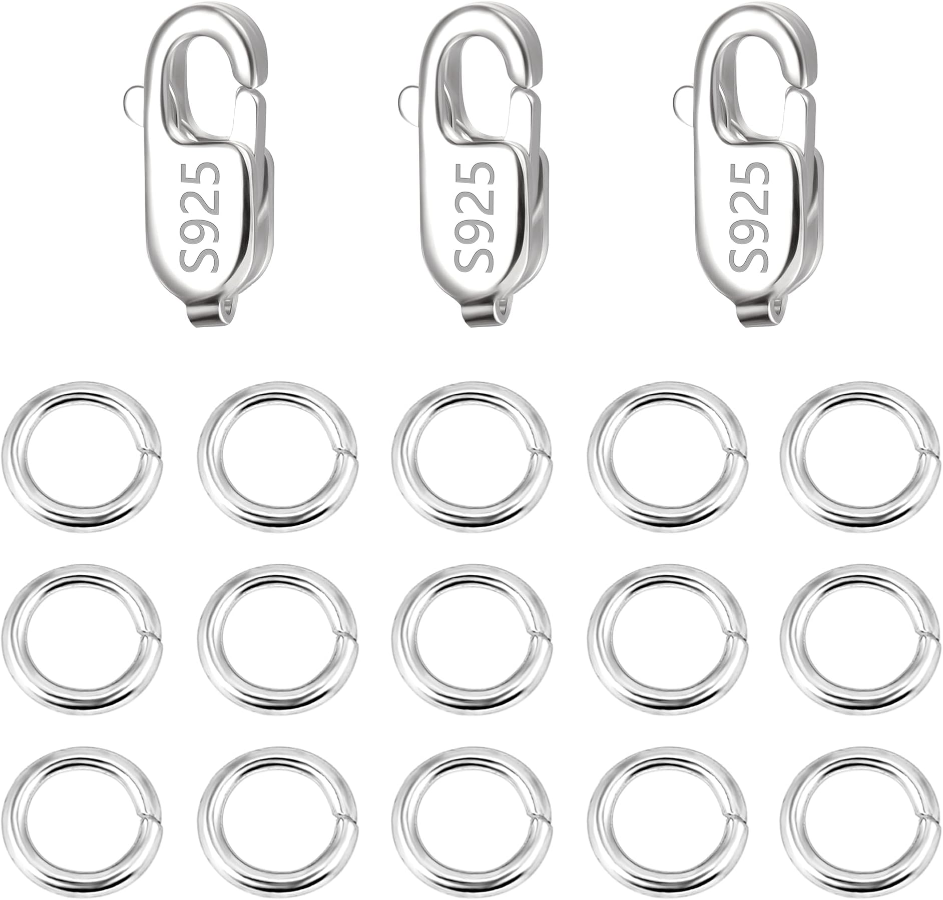 5x Solid 925 Sterling Silver 5mm Bevelled Split Ring Jump Rings (Link ...